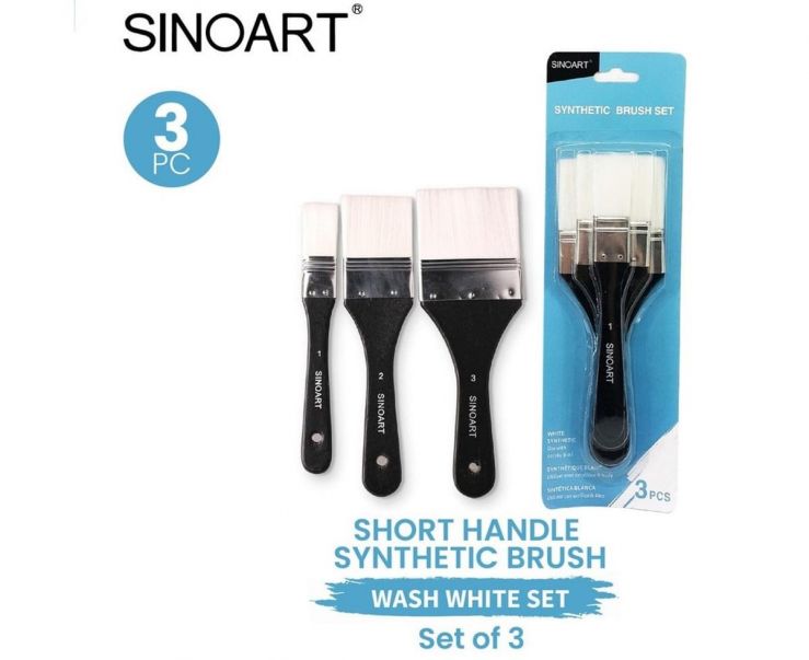 Synthetic White Wash Brush Set - 3pcs | EVE Art Supplies